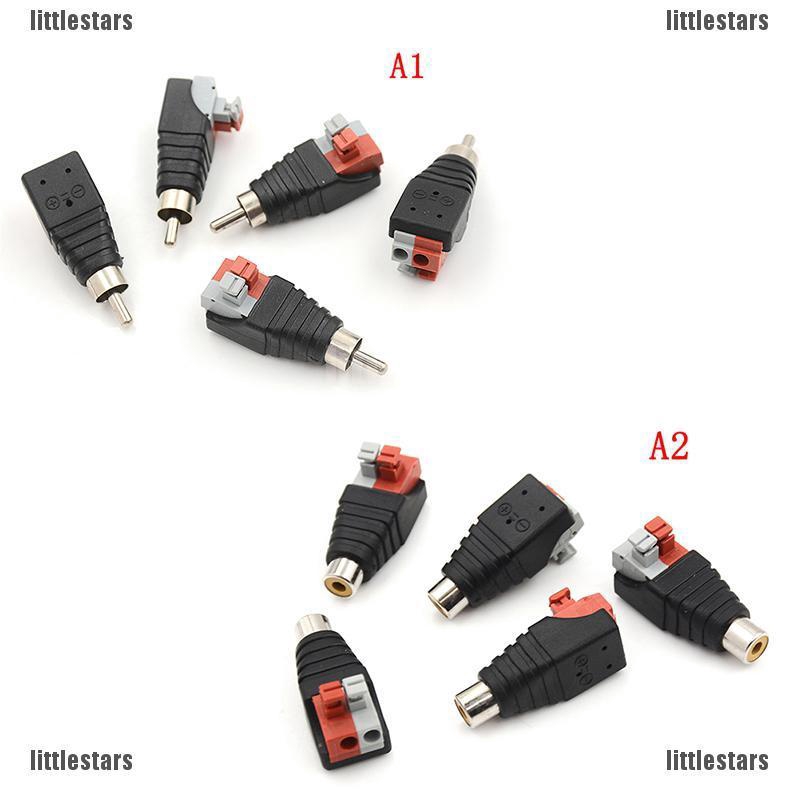 {LUV} 5Pcs speaker wire a/v cable to audio male rca connector adapter ...