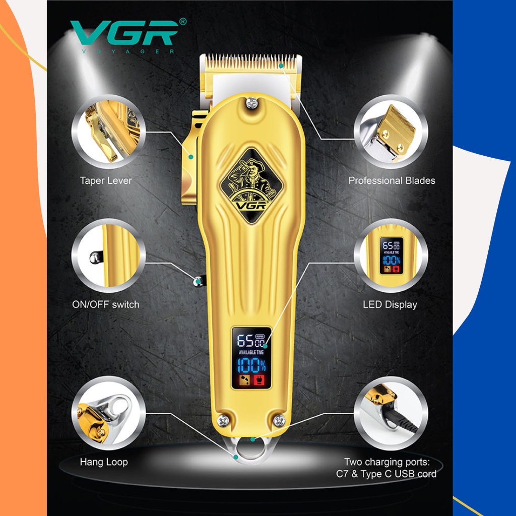ปัตตาเเลี่ยนตัดผมไร้สายรุ่น VGR V - 267 มีจอ LED - magicalsalon - ThaiPick