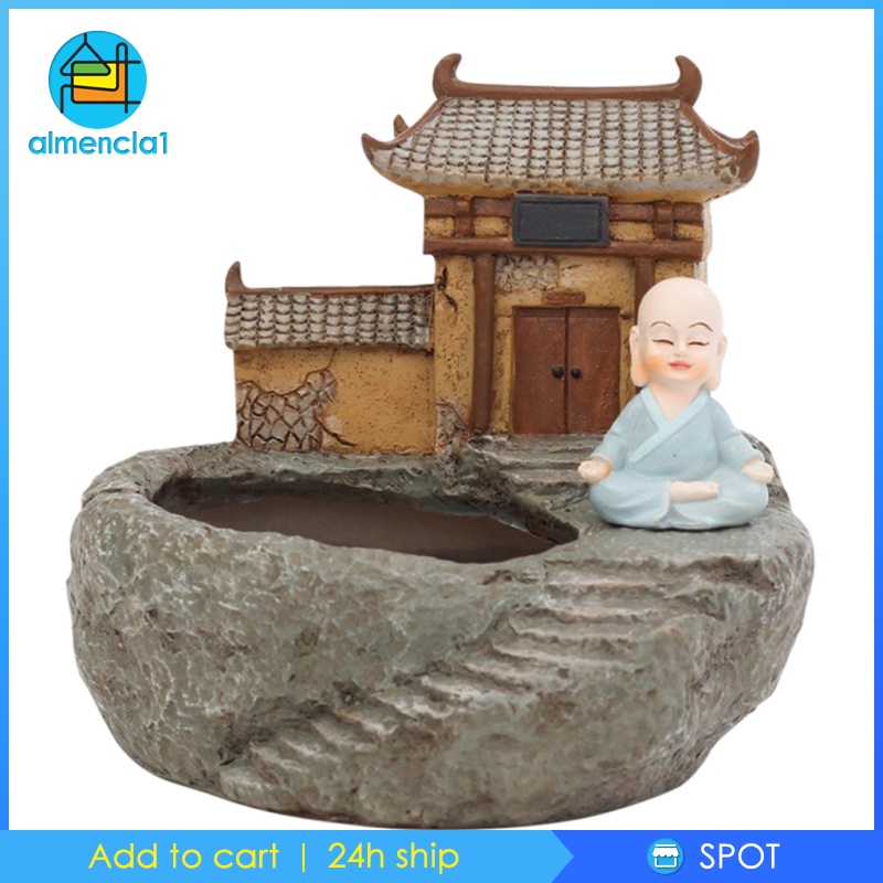 ALM1-9] Buddhist Temple Resin Flower Pot Cute Succulent Planter Pots ...