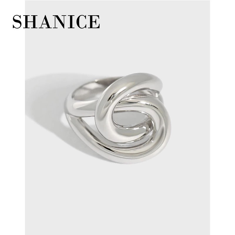 SHANICE S925 Sterling Silver Open Ring Ins niche design sense intertwined and winding texture ...