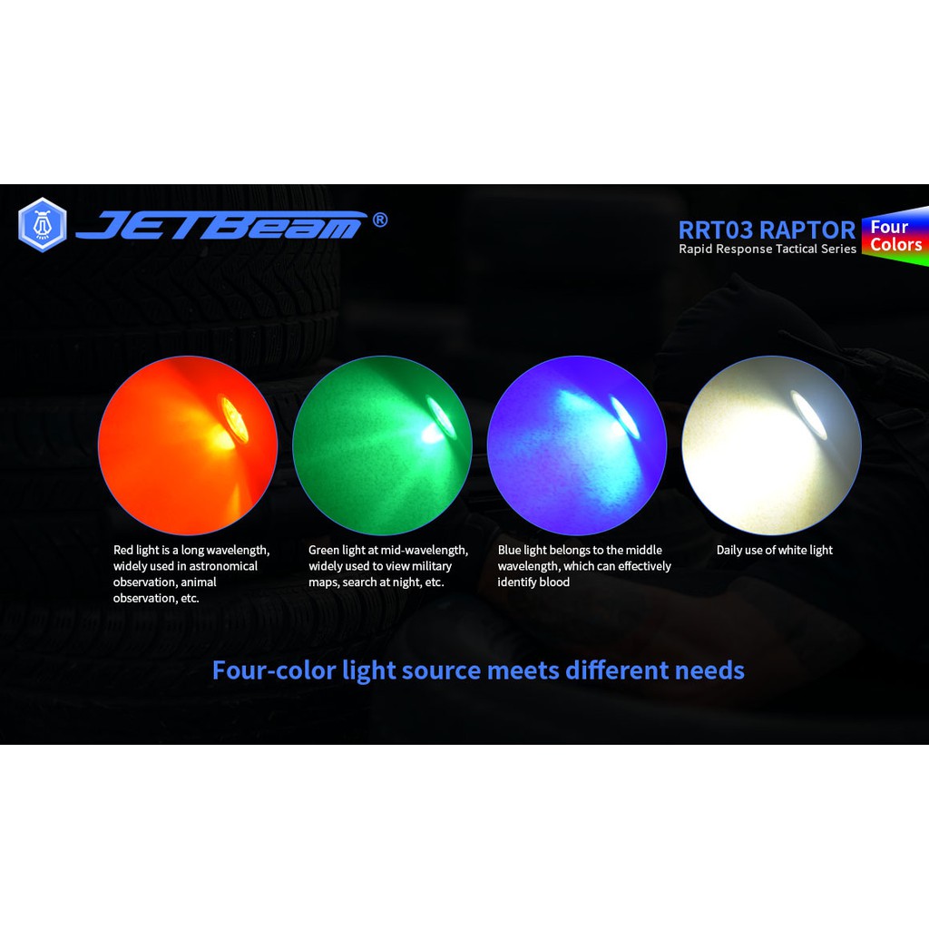 Jetbeam RRT03 Raptor แสง 4 สี หมุนปรับด้วยวงแหวน มาพร้อมท่อต่อ เพื่อใช้ ...