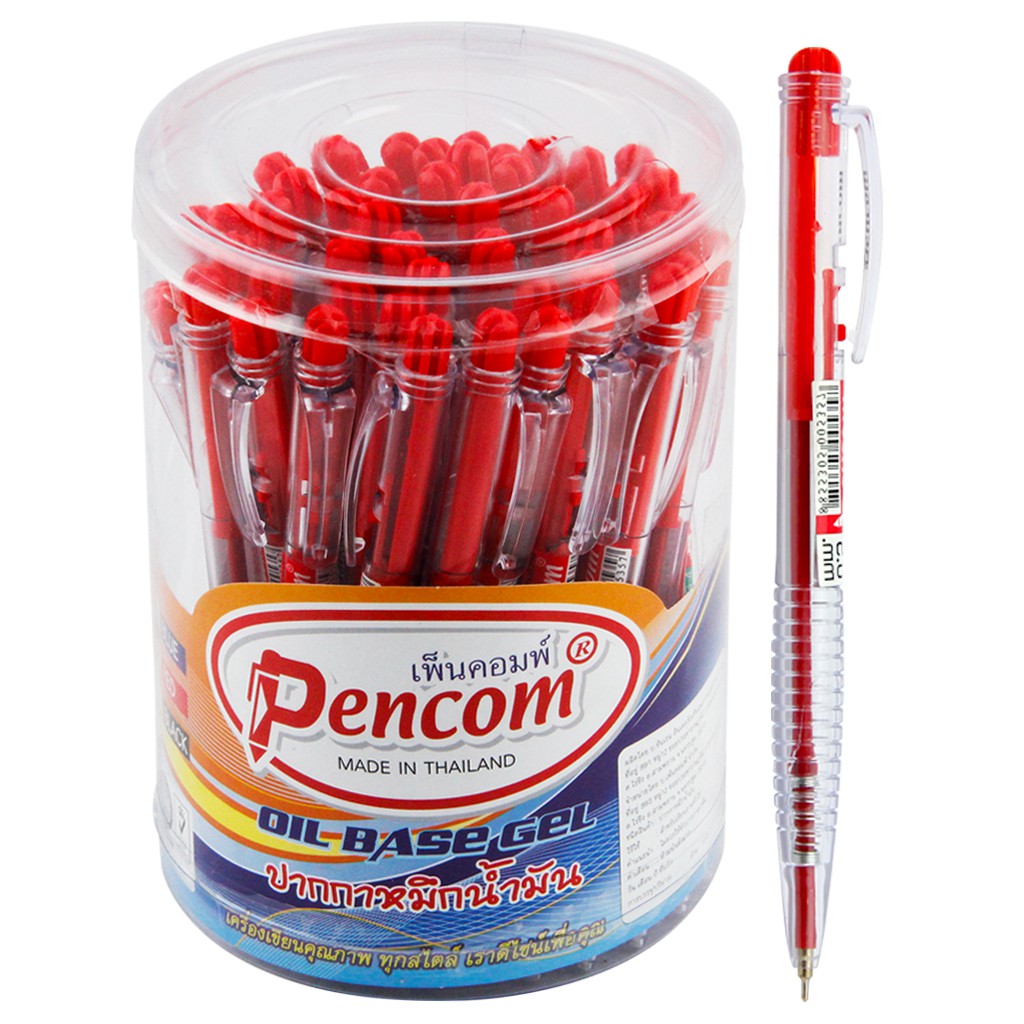 ปากกาลูกลื่นหมึกน้ำมัน 0.5mm Pencom OG-4 ด้ามใส (กระป๋อง 50 ด้าม ...