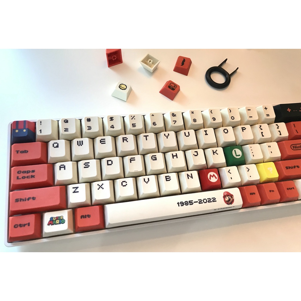 (พร้อมส่งในไทย) Mario Keycap คีย์แคปไทย อังกฤษ ปุ่มคีย์บอร์ด PBT 122 ...