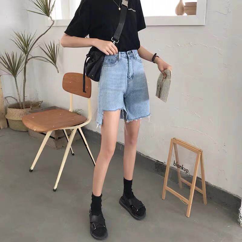 chen shop แฟชั่นกางเกงขาห้าส่วนผ้าเดนิมทรงตรงสวยเข้ารูป รุ่นใหม่ มีไซด์ ...