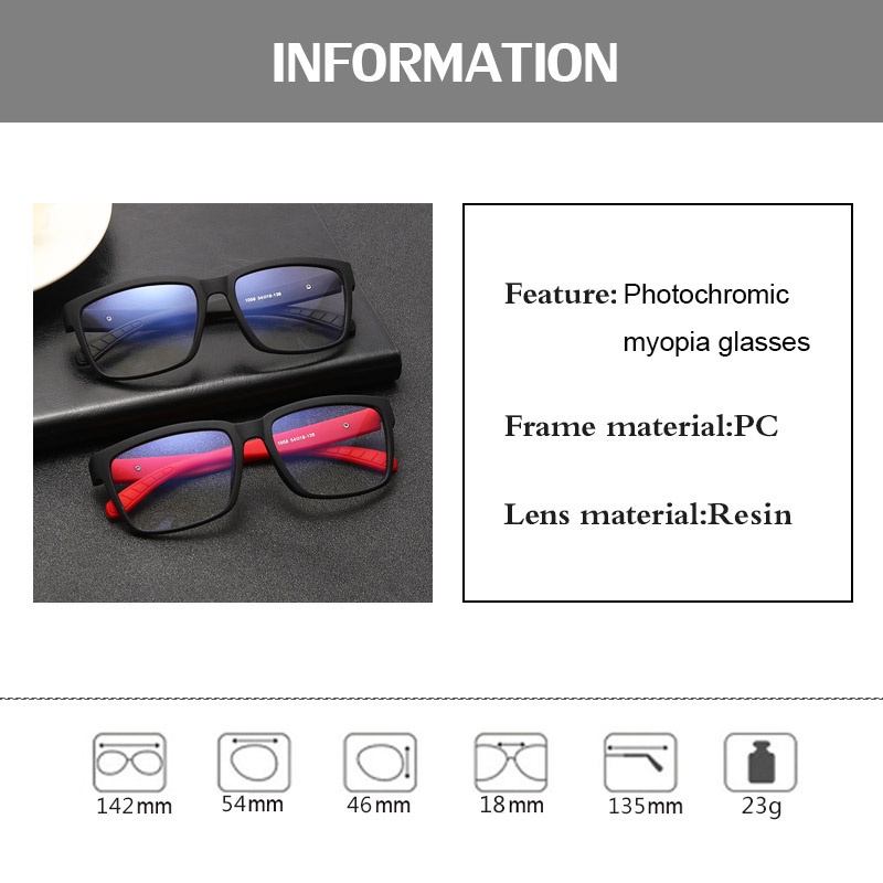 Myopia glasses Photochromic near sighted eyeglasses fashion men women ...