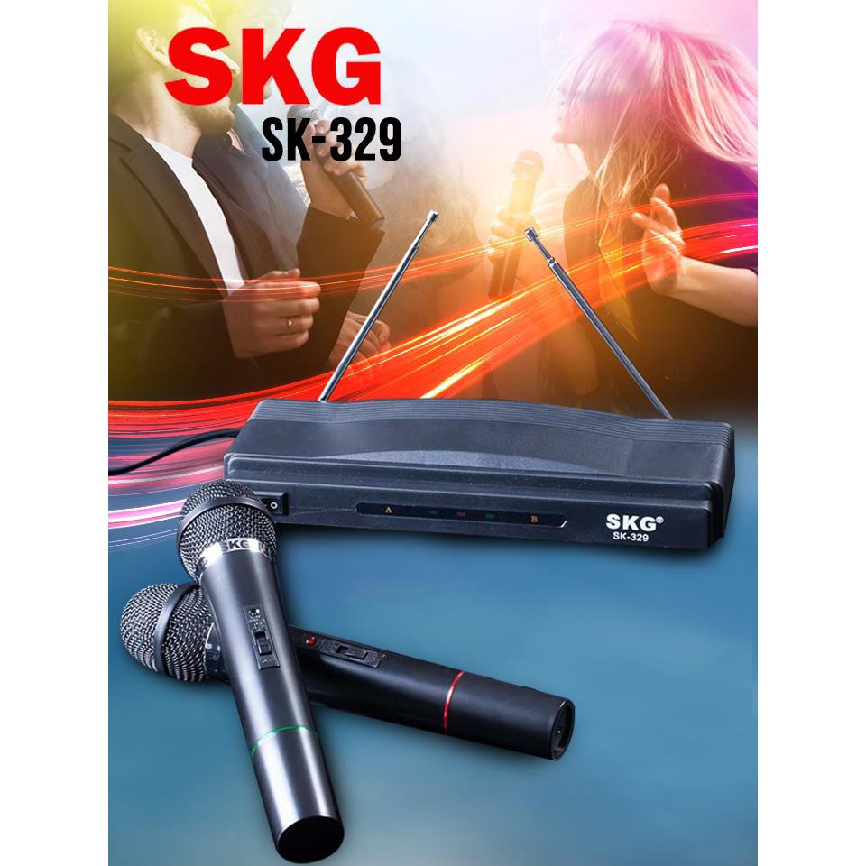 skg ชุดไมโครโฟนไร้สาย ไมค์ลอย sk-329 ไมโครโฟนคาราโอเกะ ไมโครโฟน ไมโครโฟนไร้สาย ไมค์ลอยคู่ ...