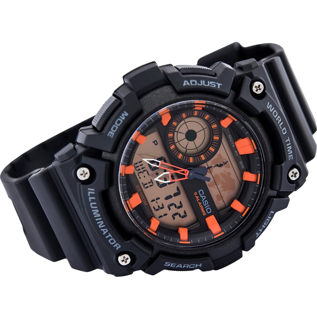 Casio สองระบบเข็มดิจิตอล นาฬิกาข้อมือผู้ชาย สายเรซิน รุ่น AEQ-200W ของ ...