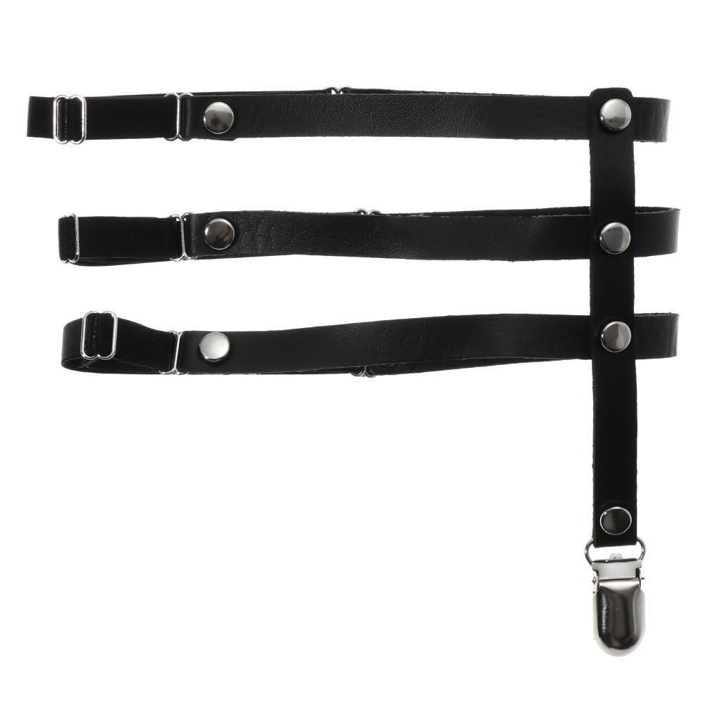 CLEVER Elastice Thigh Ring 3 Rows Leg Harness Garter Belt Pu Leather ...