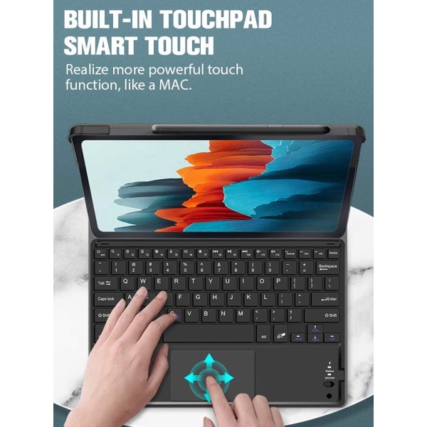 คีย์บอร์ด เคส Samsung Galaxy Tab S7 FE 12.4 inch Keyboard Touchpad Case ...