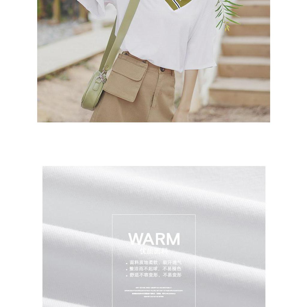 ผ้าไหม Kaqi 2020 ใหม่สไตล์ฮ่องกงแขนสั้นสีขาวเสื้อยืดสำหรับนักเรียนหญิง ...