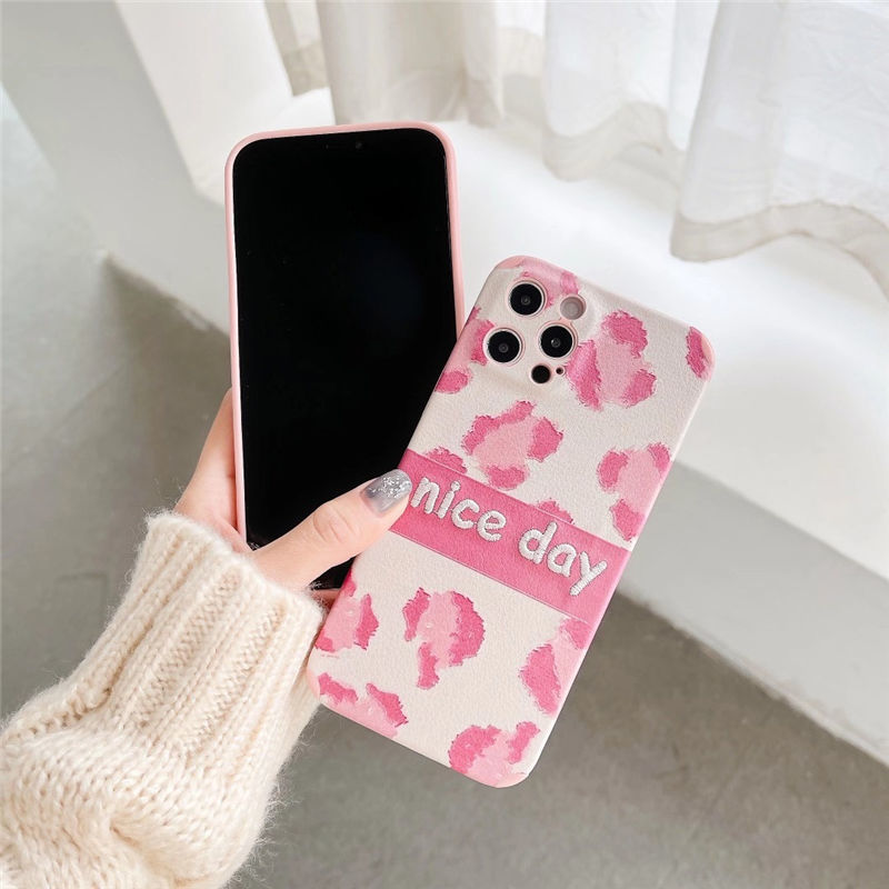 iPhone 12 น่ารักสีชมพูผมเสือดาวพิมพ์ iPhone 7 8SE 11 12ProMax ผู้หญิงต่อ 7-8Plus 11ProMax เย็บ ...