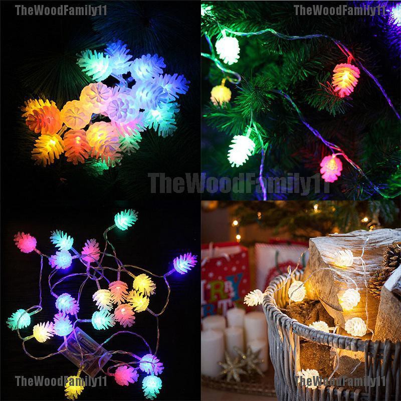 THF 20-LED Battery Operated Pine Cone String Fairy Lights Xmas Wedding ...