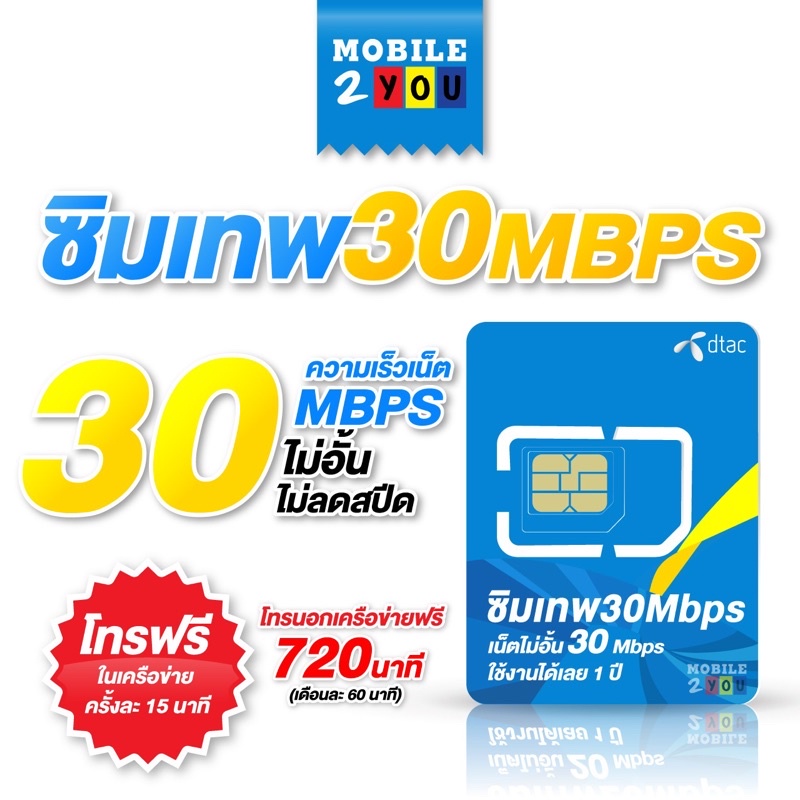 เลือกเบอร์ได้ ชุด1 Dtac 30 mbps unlimited sim net 30mbps 1 ปี - ซิมดีแทค คงกระพัน 12 เดือน ...