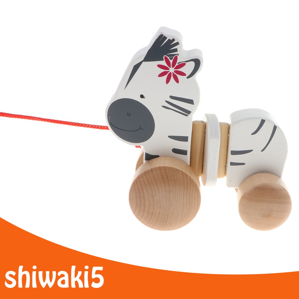 Wooden Pull Toy Push and Pull Zebra Pull Along Walking Toy for Baby ...