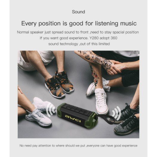 15 ใส่โค้ดHEJUL120 AWEI Y280 Bluetooth Speaker ลำโพงบลูทูธ ของแท้100 เสียงดีเบสกระหึ่ม กันน้ำ ...