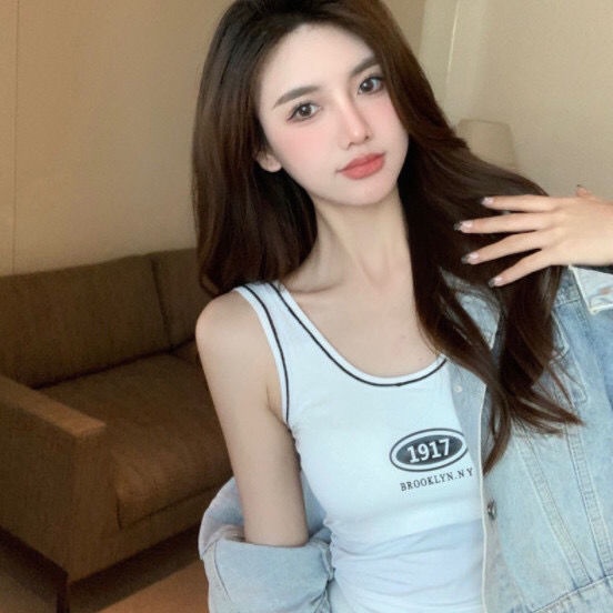 Jenny Recommendation เสื้อสายเดี่ยว พิมพ์ลายตัวอักษร ไม่มีโครงเหล็ก ...