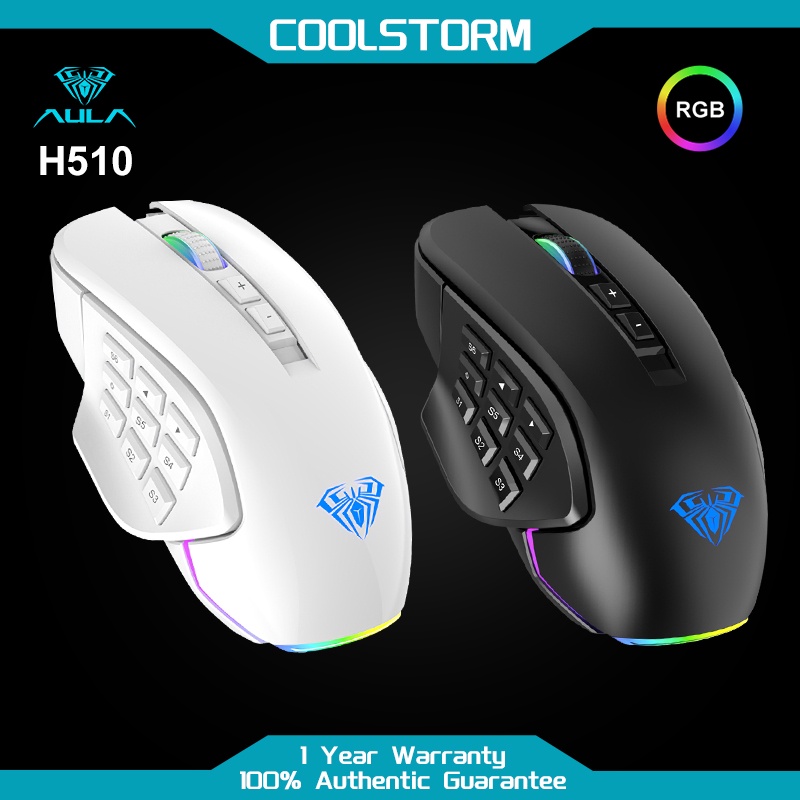 AULA H510 RGB Gaming Mouse Wired 10000 DPI Side Buttons Macro ...