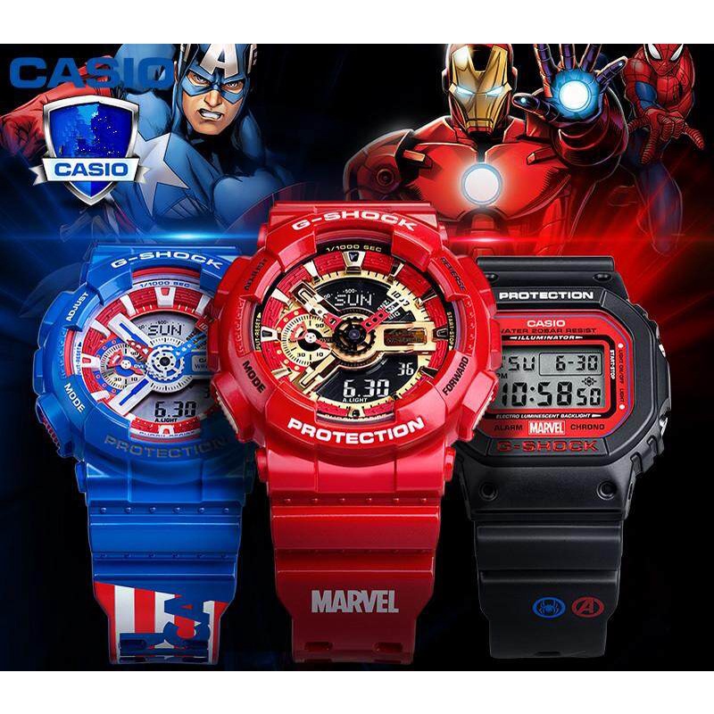 Casio G-Shock นาฬิกาข้อมือผู้ชาย สายเรซินรุ่นกัปตันอเมริกา GA ...