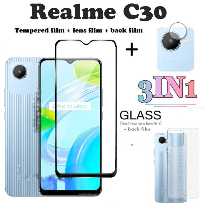(3in1) ฟิล์มกระจกนิรภัยกันรอยหน้าจอ สําหรับ OPPO Realme C30 C35 C21Y ...