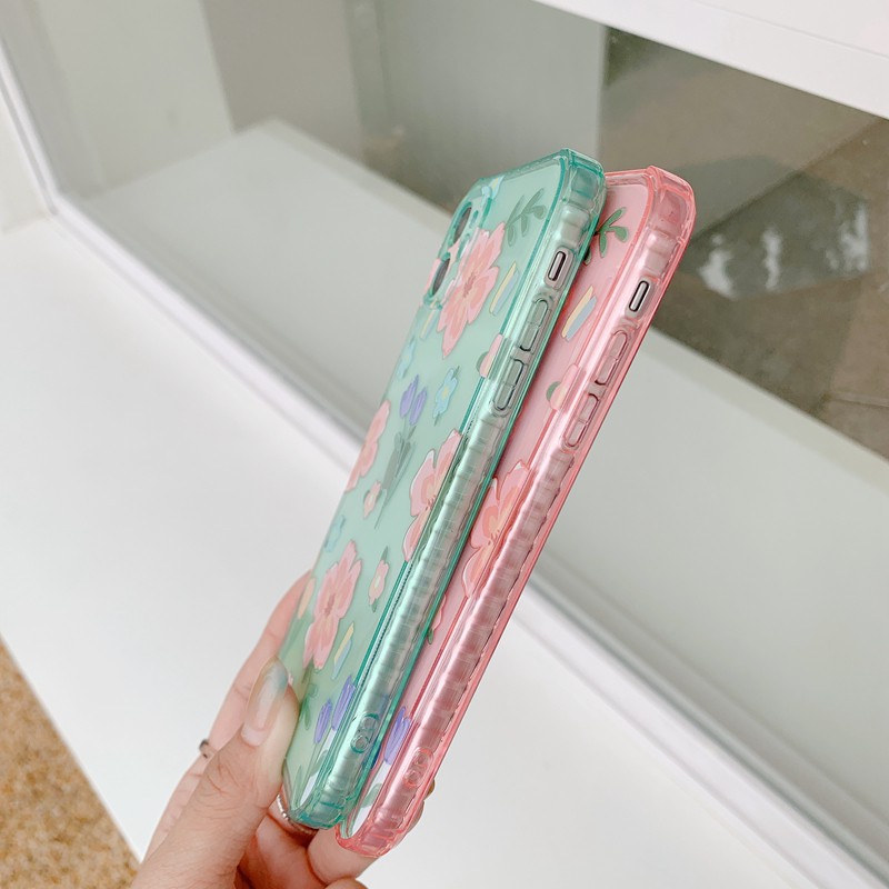 【Ready Stock】Clear Casing Four Corners Drop Resistance Case Cute Flower ...