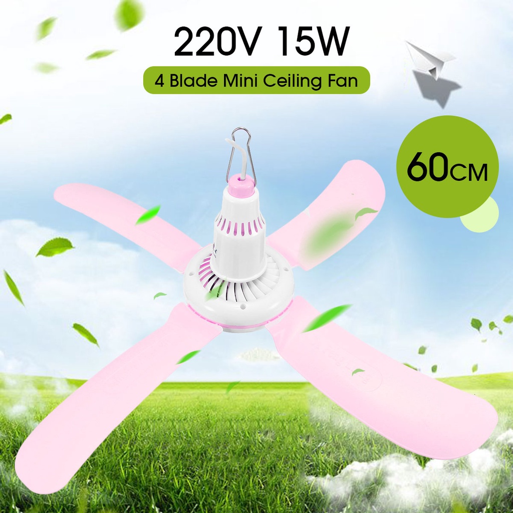 220V 15W Silent Plastic 4 Leaves Turn Mini breeze Ceiling Fan 60CM ...