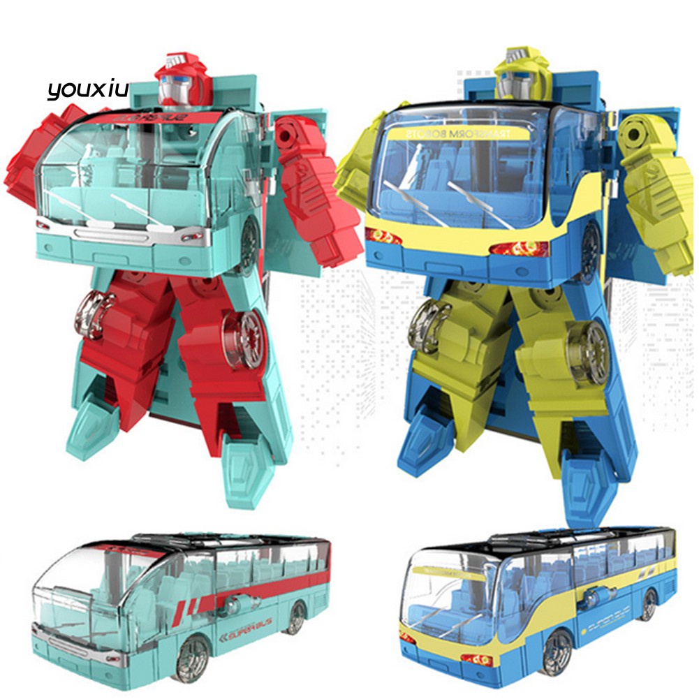 YZWJDiecast Mini Bus Vehicle Deformation Robot Transforming Model Kids ...