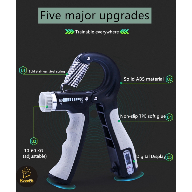 Keepfit Adjustable Heavy Grips Hand Gripper digital display Gym Power ...