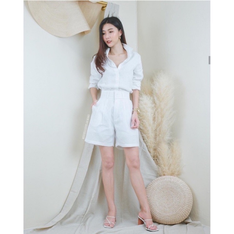 พร้อมส่งค่า ️ กางเกงผ้าลินิน ขาสามส่วน ร้าน selected look - minime_1.2.6 - ThaiPick