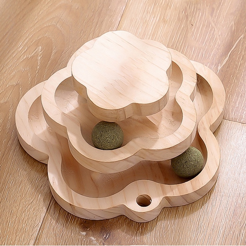 3 Levels Pet Cat Toy Wood Funny Tunnel Tower Tracks Mouse Toys ...