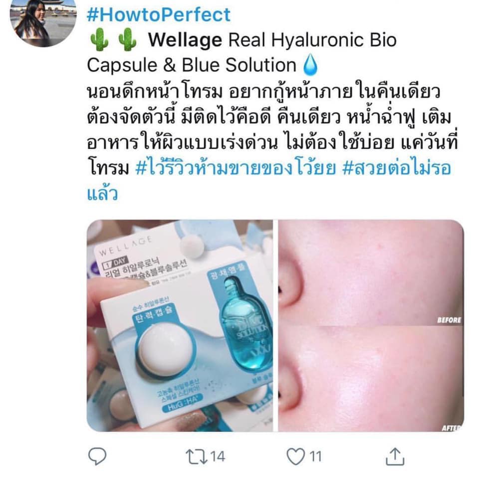 ส่งฟรีแท้ ไฮยาสดหน้าใสฮิตมาก Wellage 1 Day Real Hyaluronic Bio Capsule ...