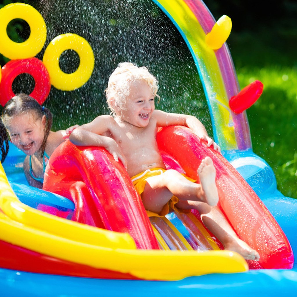 สระว่ายน้ำสไลเดอร์สนามหญ้าแสนสนุก Fun Lawn Water Slides Pools ...