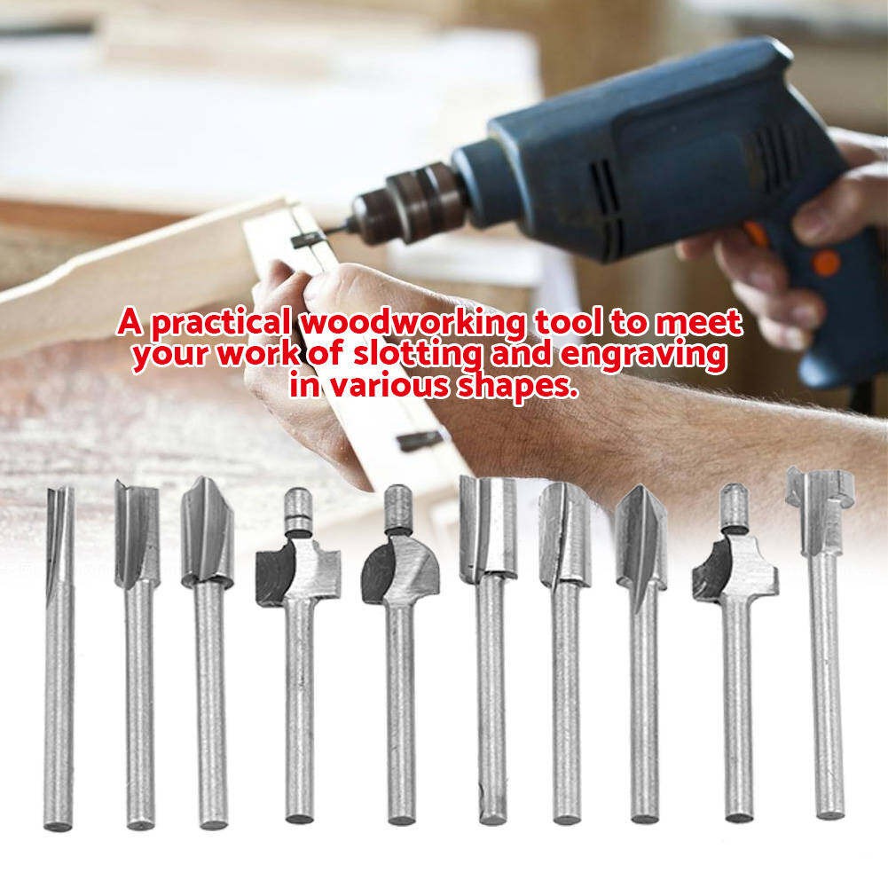 Readystock 10PCS 1/8" 17mm Carbide Flat Nose End Mill CNC Router Bits ...