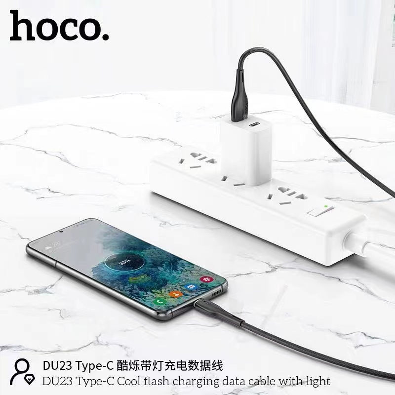 Hoco Du23 cool flash charging data cable with light สายชาร์จ3A 1M ชาร์จ ...