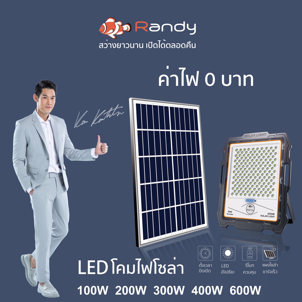 Randy LED Solar Light SLIM แอลอีดี สปอร์ตไลท์ โซล่าเซลล์ สลิม กันน้ำ ไฟ ...