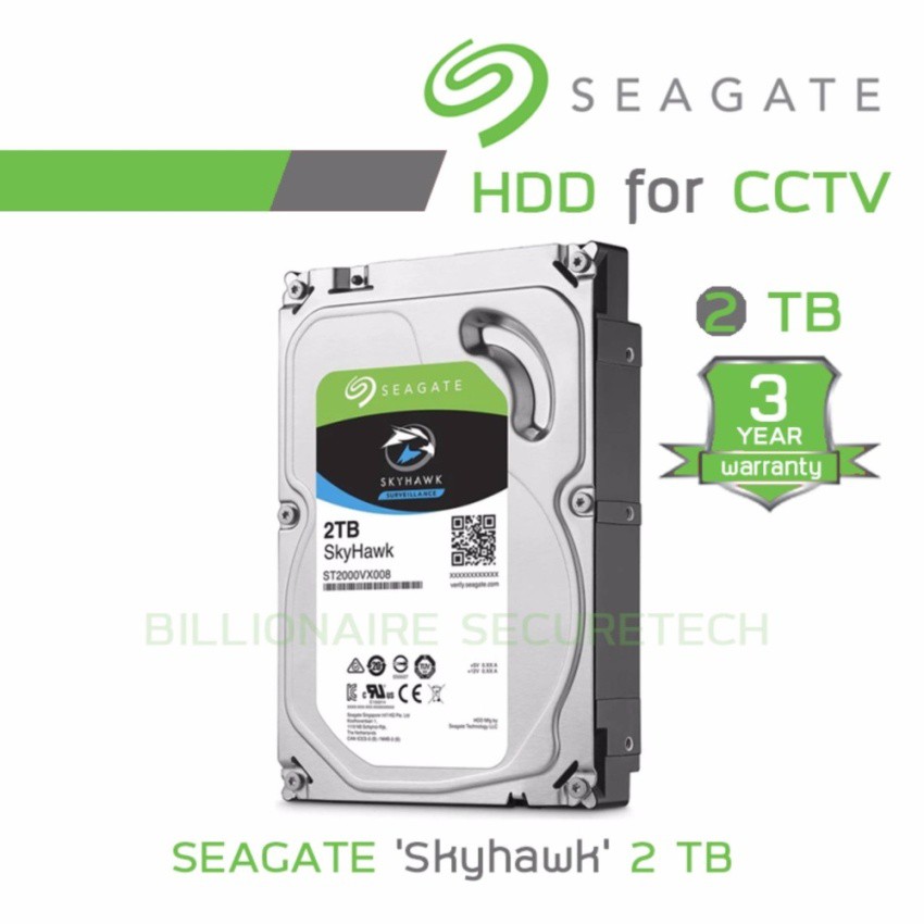 Seagate SkyHawk 2TB Internal HDD 3.5" For CCTV SATA-III - ST2000VX015 ...
