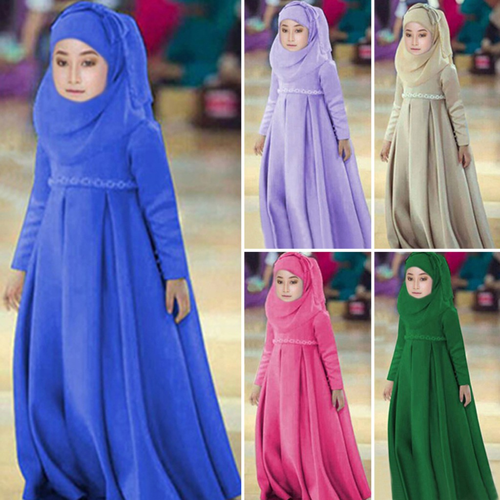 Toddler Baby Kid Girl Ramadan Muslim Abaya Dubai Robe Traditional ...