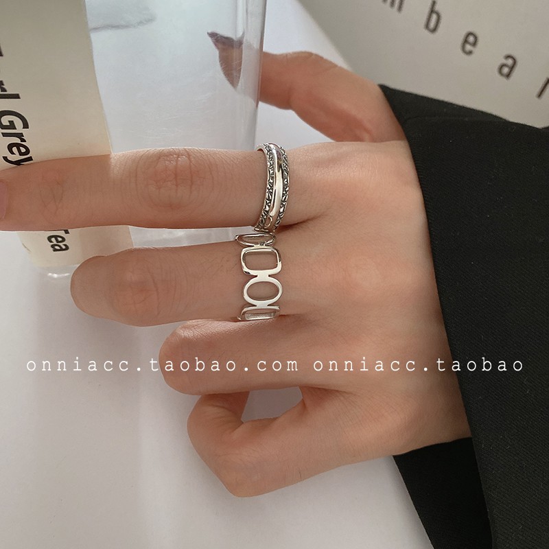 South Korea Dongdaemun Ring Ring Female 925 Sterling Silver Niche Design Ins Trend Cold Wind ...