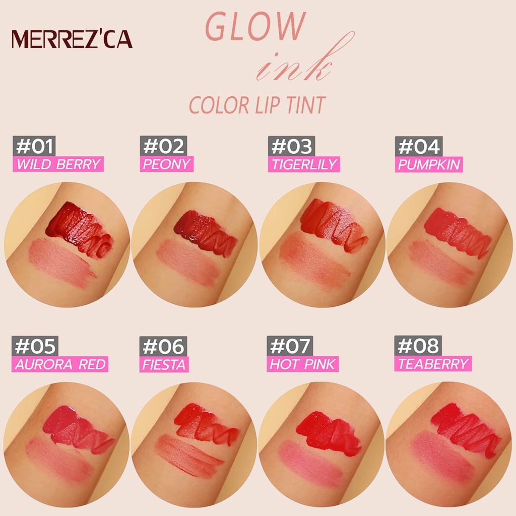 Merrezca Glow Ink Color Lip Tint 5g. ลิปสูตรน้ำที่เป็นหนึ่งเดียวกับผิว ...