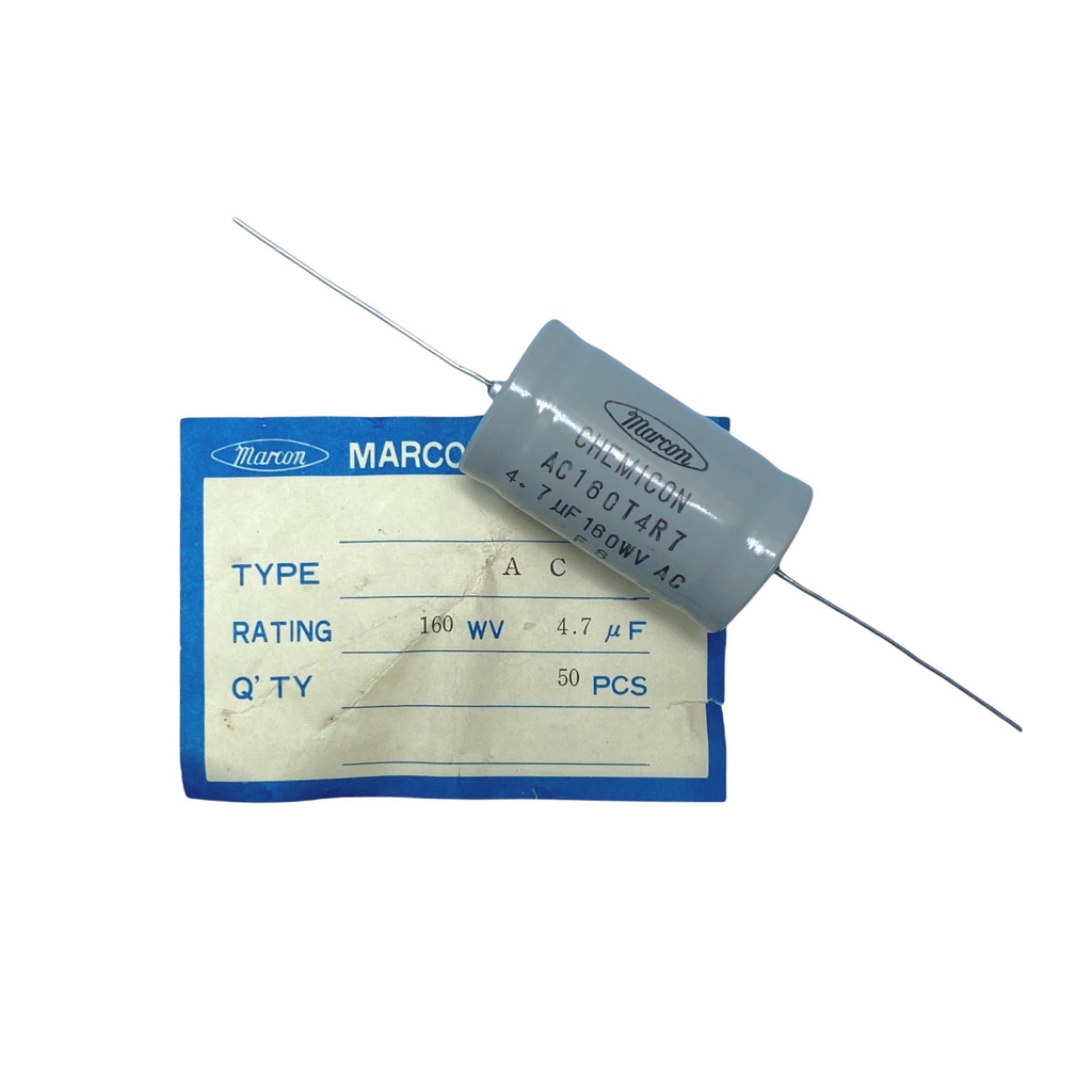 คาปาซิเตอร์ 4.7uF 160 WV AC AC160T4R7 Marcon CHEMICON Axial Oil ...