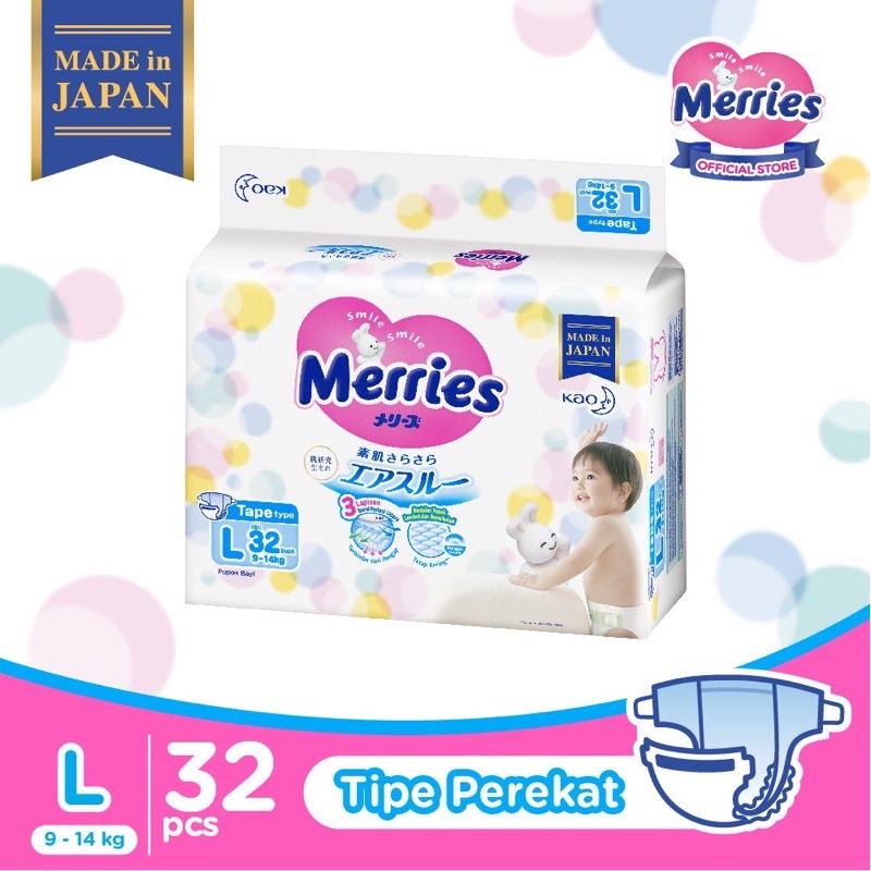 ผ้าอ้อมเด็ก Merries พรีเมี่ยม L 32 - sajadahbusahidayah.th - ThaiPick
