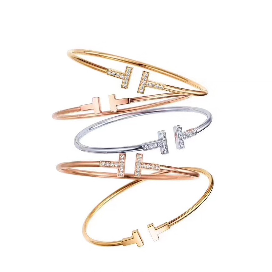 สร้อยข้อมือสุภาพสตรี Double T-Shape Diamond Coil - l820415s.th - ThaiPick