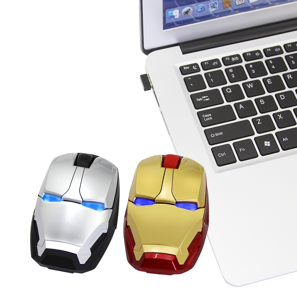 Avengers Iron Man Wireless Mouse Silent Optical Gaming Mouse 2.4GHz USB ...