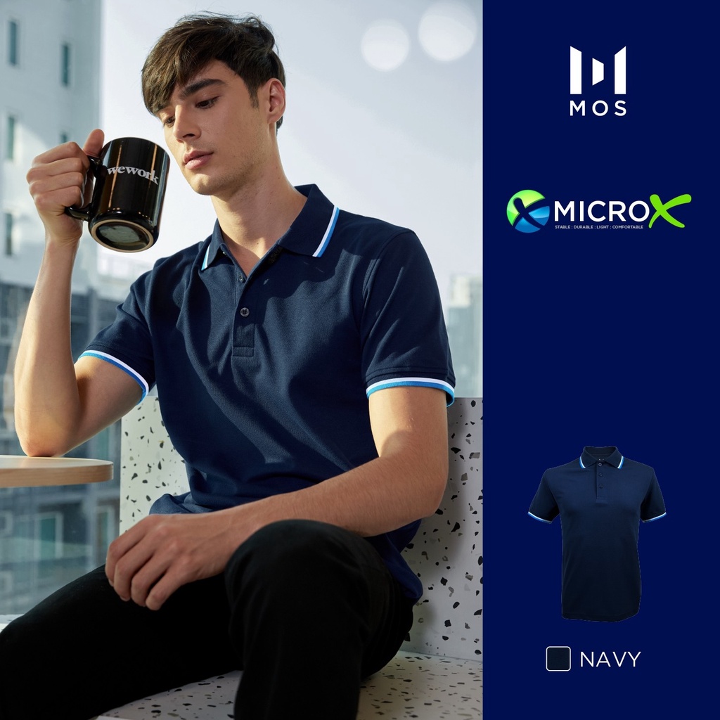POLO MOS เสื้อโปโลผู้ชาย เนื้อผ้า Micro-X นุ่มสบาย น้ำหนักเบา รุ่น MLB-0124 มี 4 สี ขาว ดำ ...