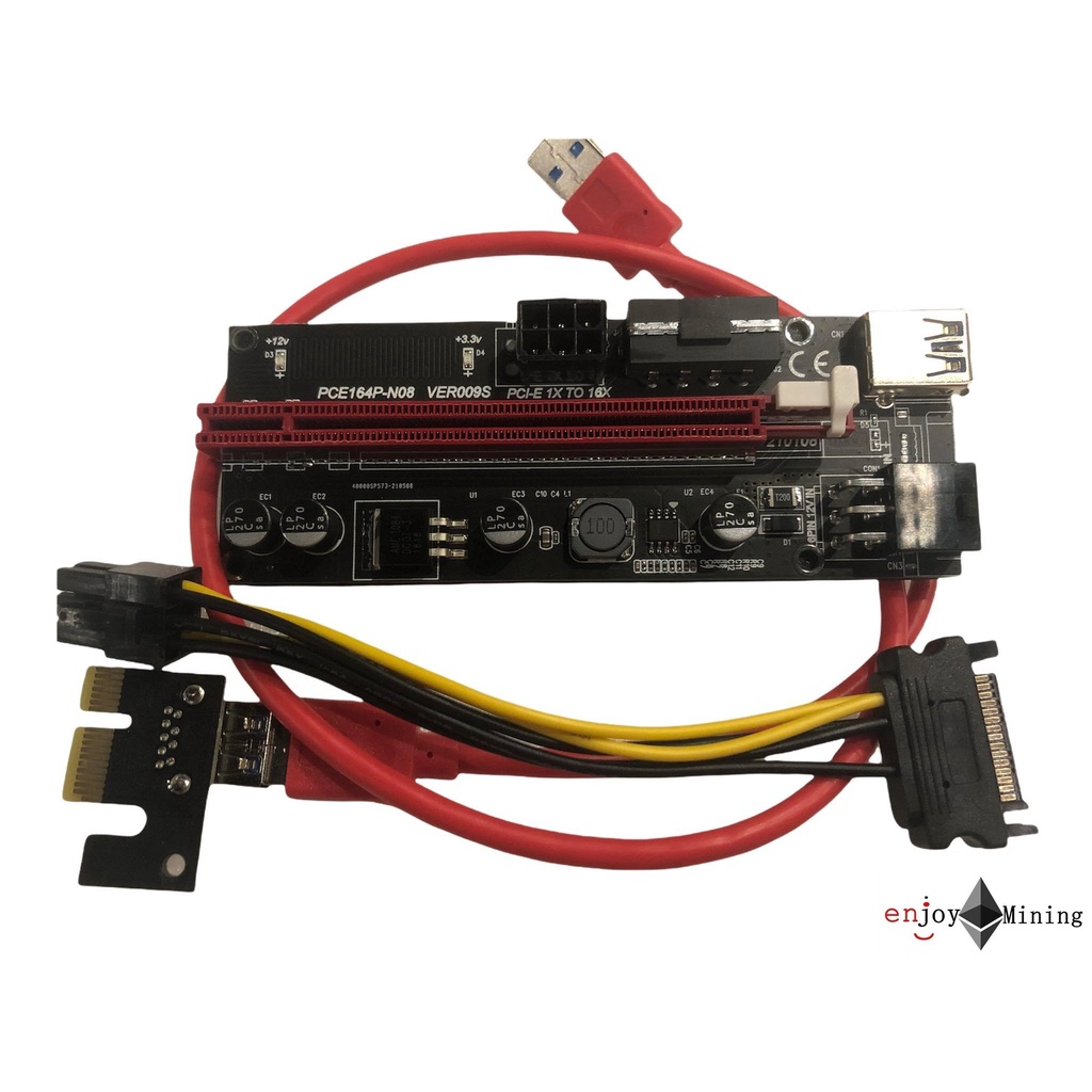 (ส่งจากไทย)Riser Card Ver009S PCI Express 4Pin 6Pin SATA Molex Power ...