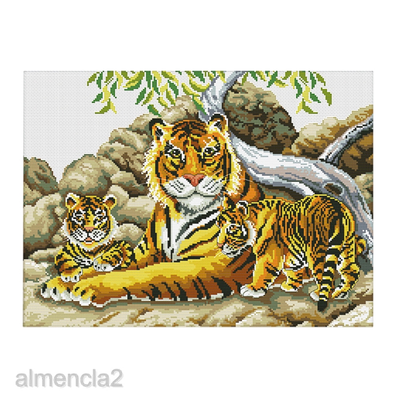1 Set DIY Stamped Cross Stitch Kits with Tiger Pattern Crafts ...