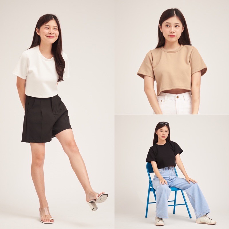 Normal top เสื้อครอปแขนสั้นความยาวกำลังดี - g89fe2 ...