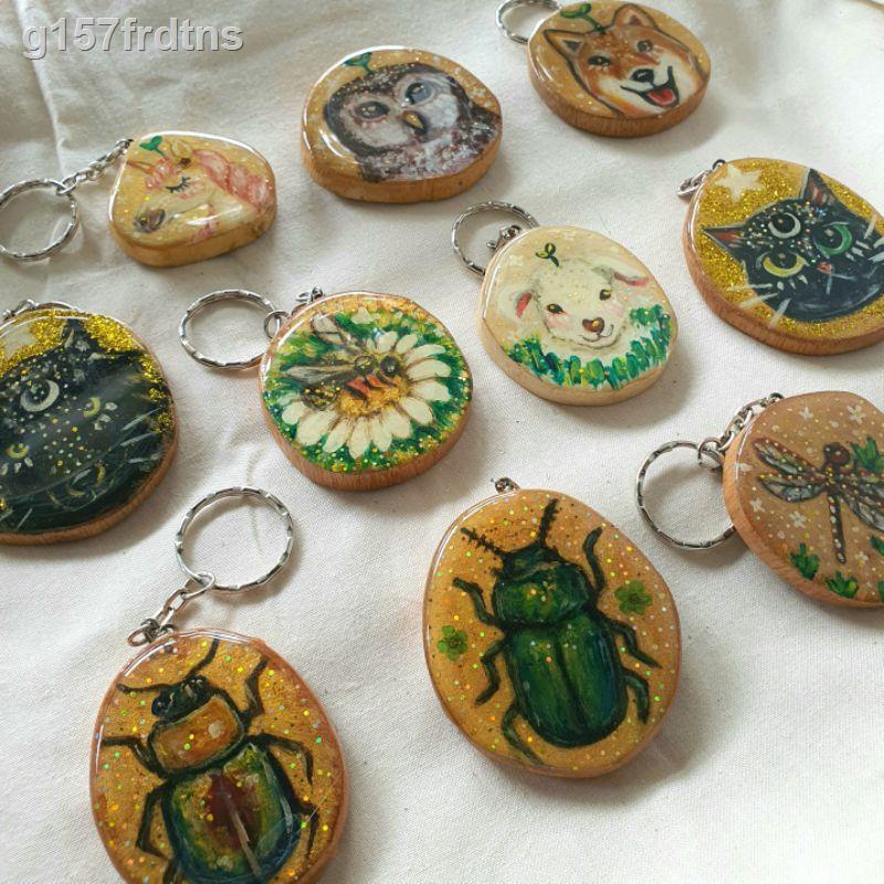 quirky animals hand painted wooden keychains - g157frdtns - ThaiPick