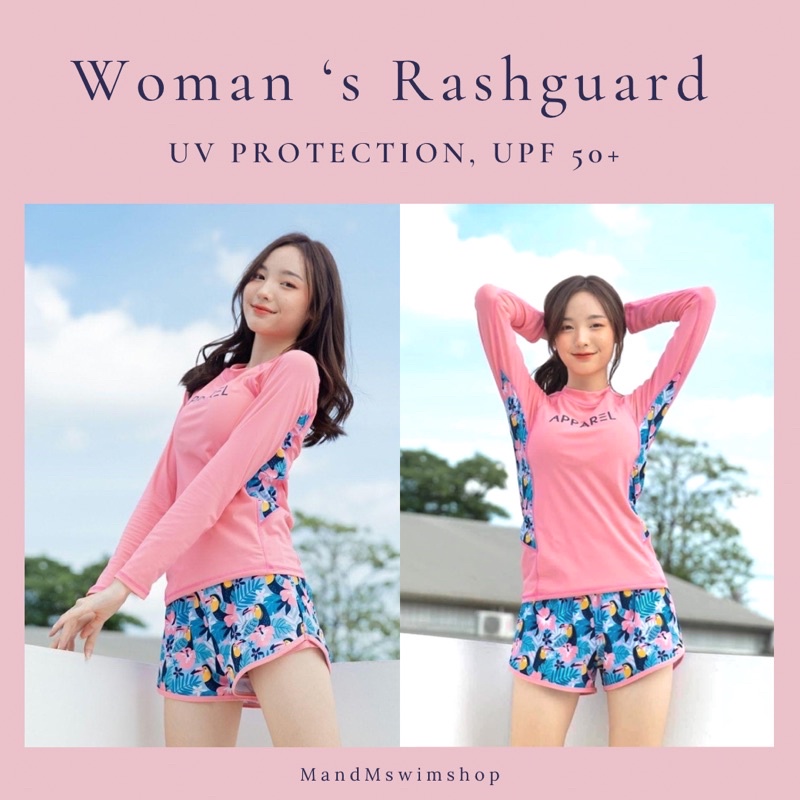 ชุดว่ายน้ำผู้หญิงแขนยาวกันยูวี กางเกงสปอร์ต2ชั้น UPF50+,UV (F-3XL - mandmswimshop - ThaiPick