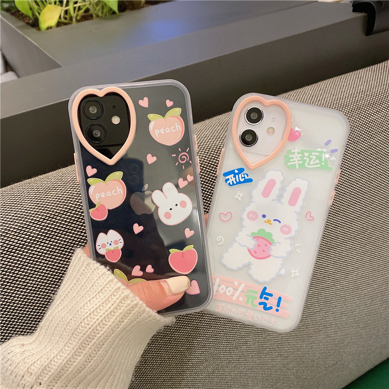 for iPhone 12 Pro Max Peach bunny Soft shell Anti-fall 12mini 7plus xr ...
