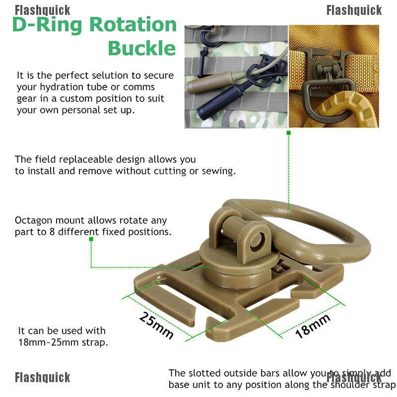 2Pcs Molle Sternum Strap System Swivel D-Ring Rotation Buckle 18Mm 25Mm ...